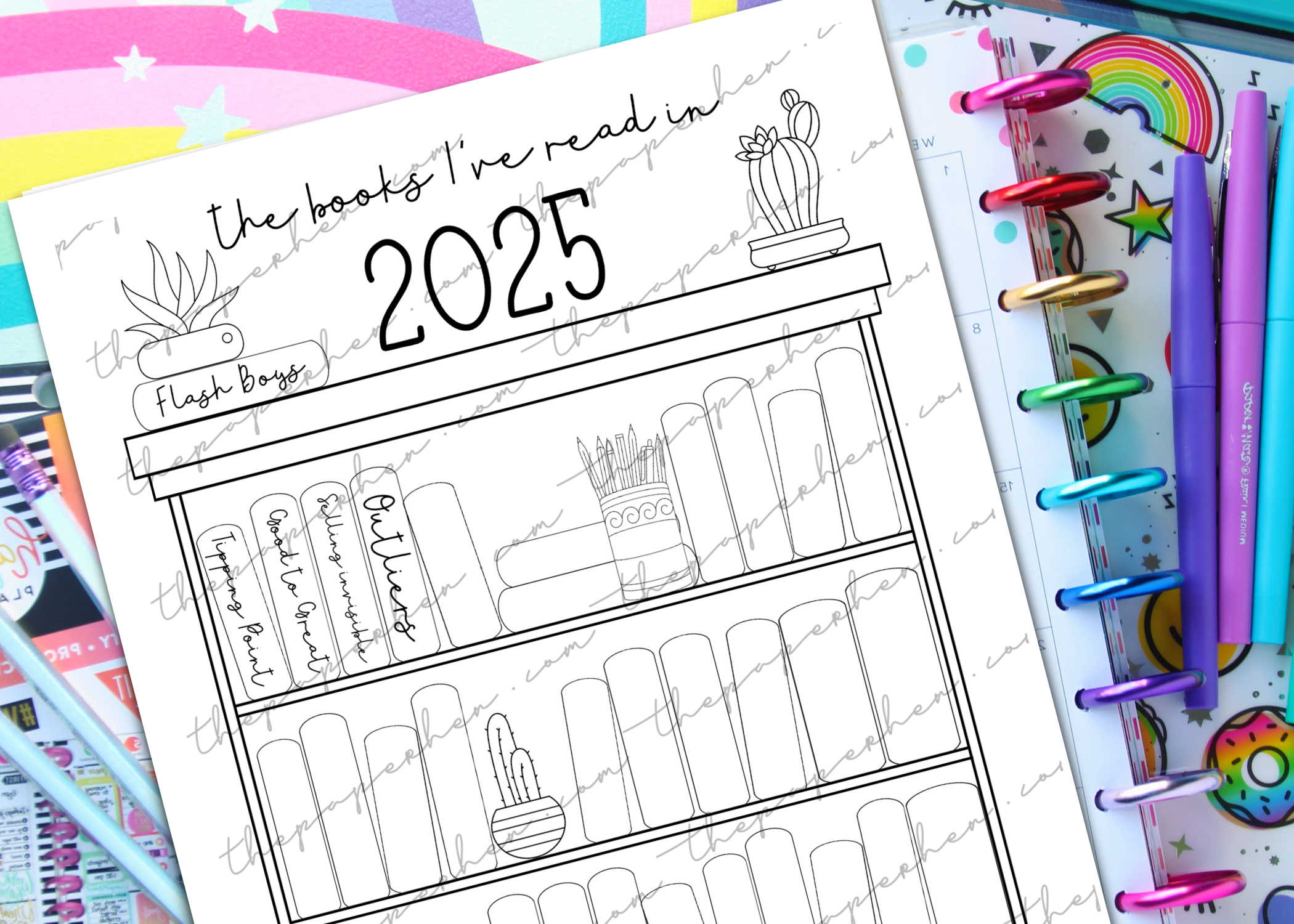 FREE Printable Bookshelf Reading Log For Planners & Bullet Journals - A ...