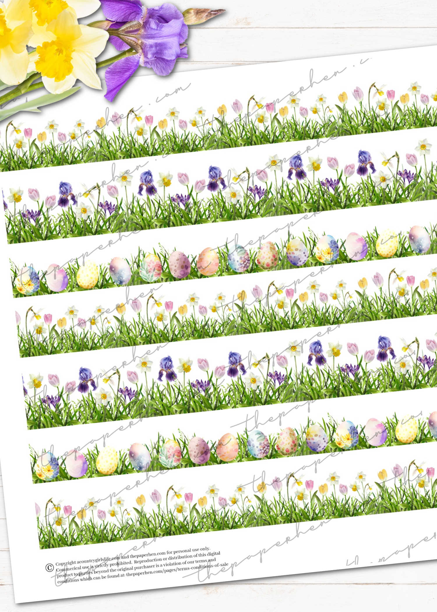 FREE Printable Spring Floral Washi Tape - A Country Girl's Life