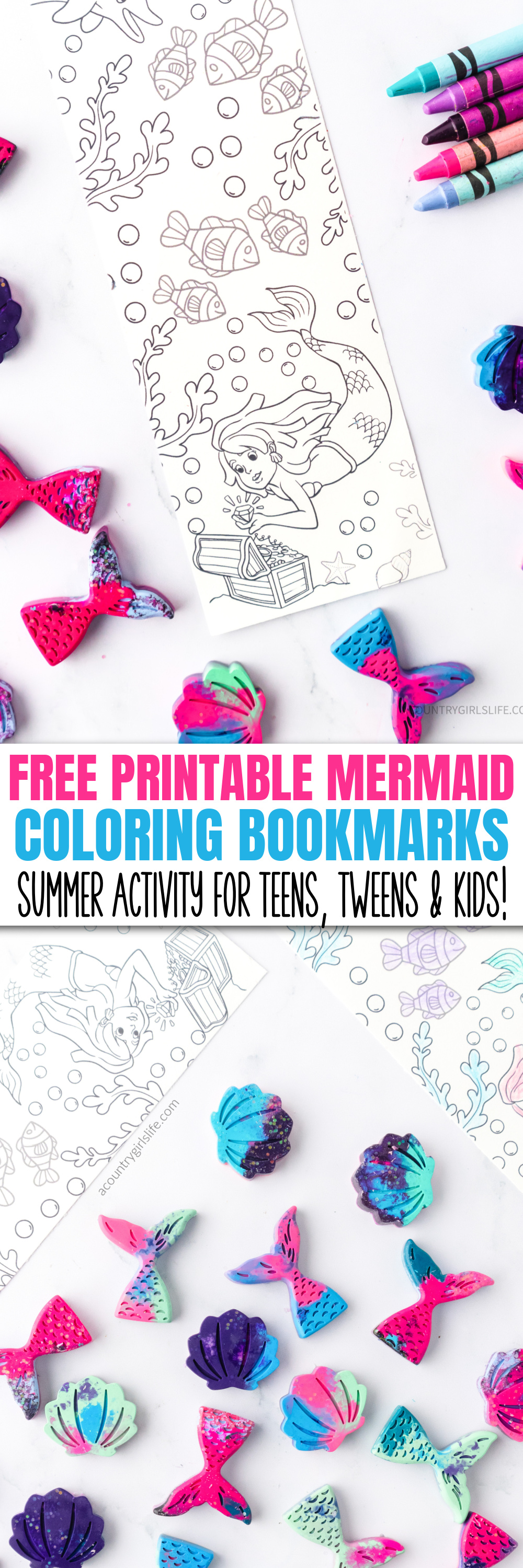 Mermaid Bookmarks FREE Printable {CUTE!} - A Country Girl's Life