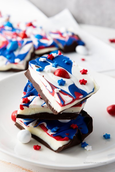 Red White and Blue Bark Candy {EASY Recipe!} - A Country Girl's Life